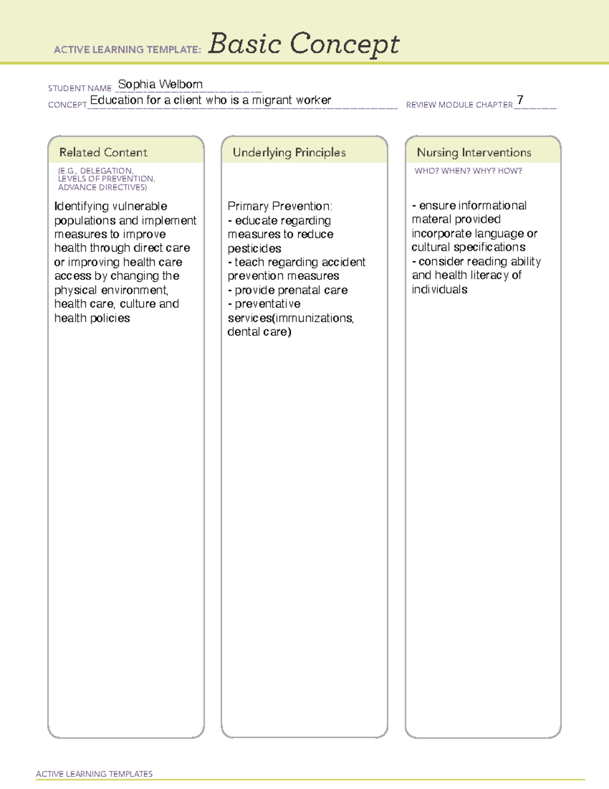 Migrant worker - template - NUR 222 - ACTIVE LEARNING TEMPLATES Basic ...