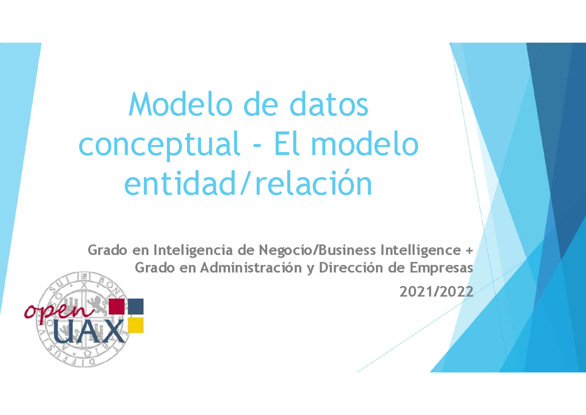 Modelo de datos conceptual - Sesión 1 - Modelo de datos conceptual - El ...
