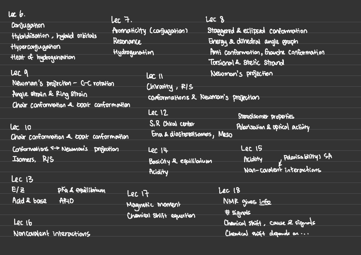 14C Revision 2 - lecture notes - lec θ. lec 子 , Lec 8 Comjugation ...