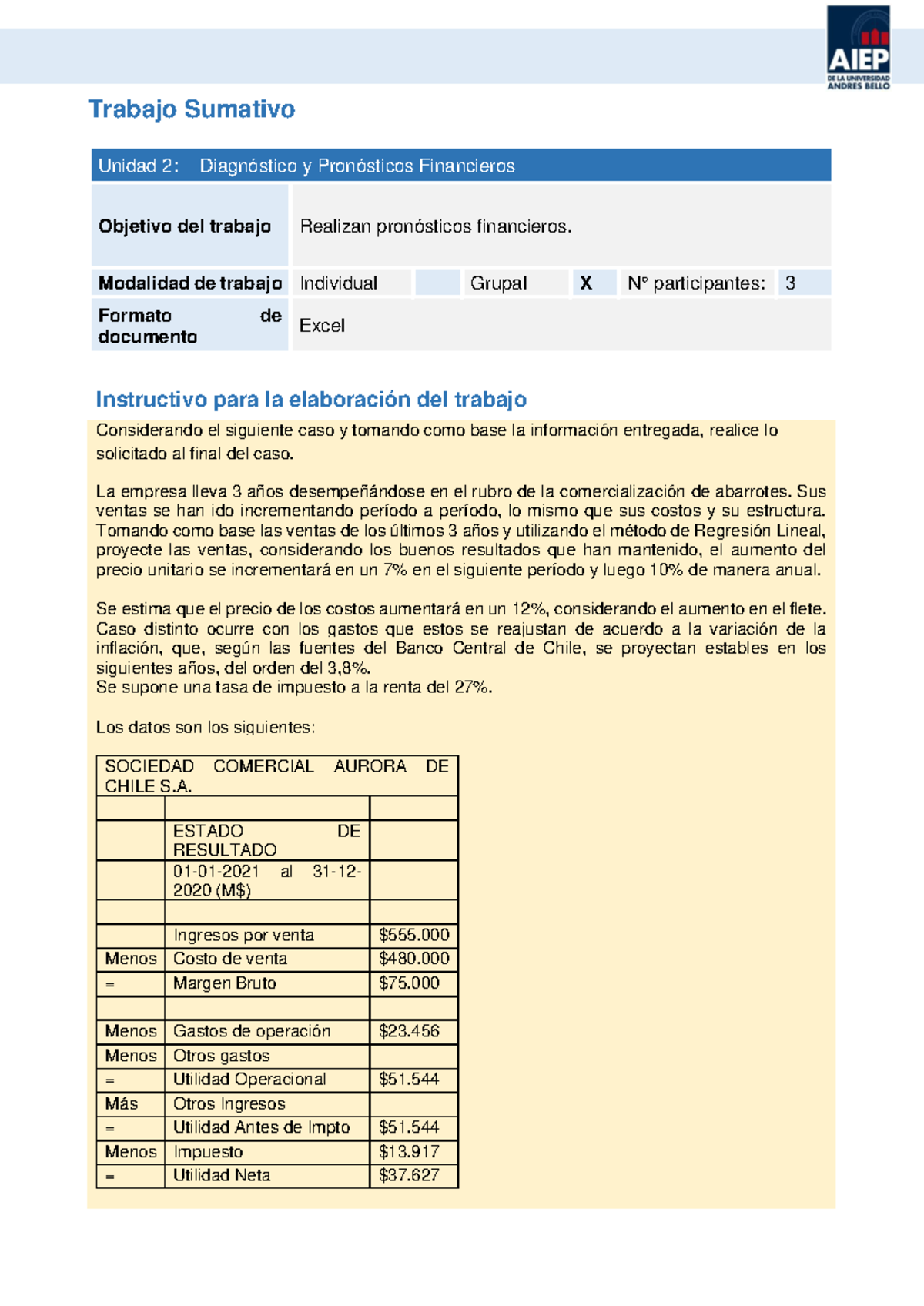 VF ANF101 Actividad Sumativa A Semana 7 - Trabajo Sumativo Instructivo para la elaboración del ...