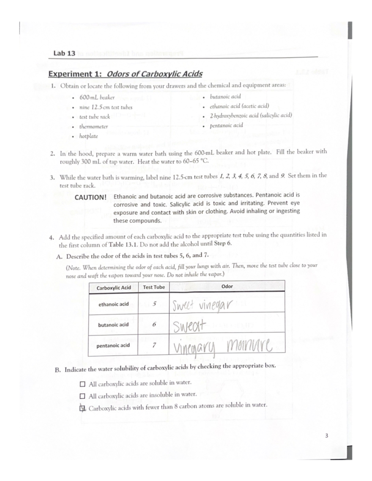 Lab 13 - Completed Lab packet Assignment - Professor Gnezda - CHEM 101 ...
