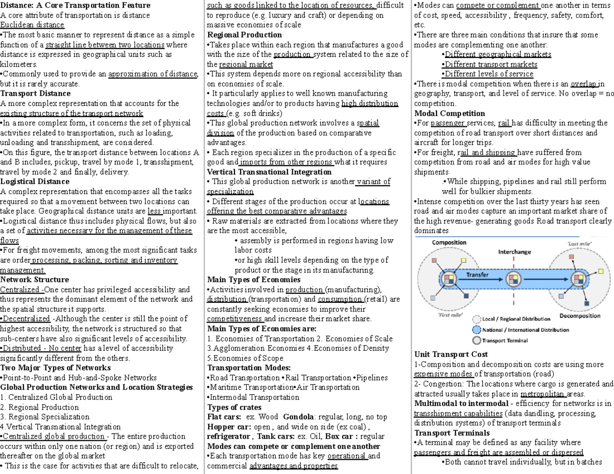 GMS 803 Final crib - Distance: A Core Transportation Feature A core ...