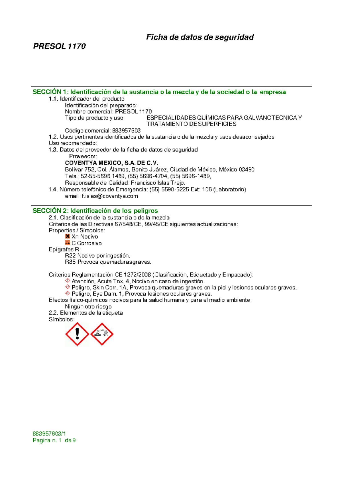 39 Presol 1170 - HDS para consulta - PRESOL 1170 883957603/ SECCIÓN 1 ...