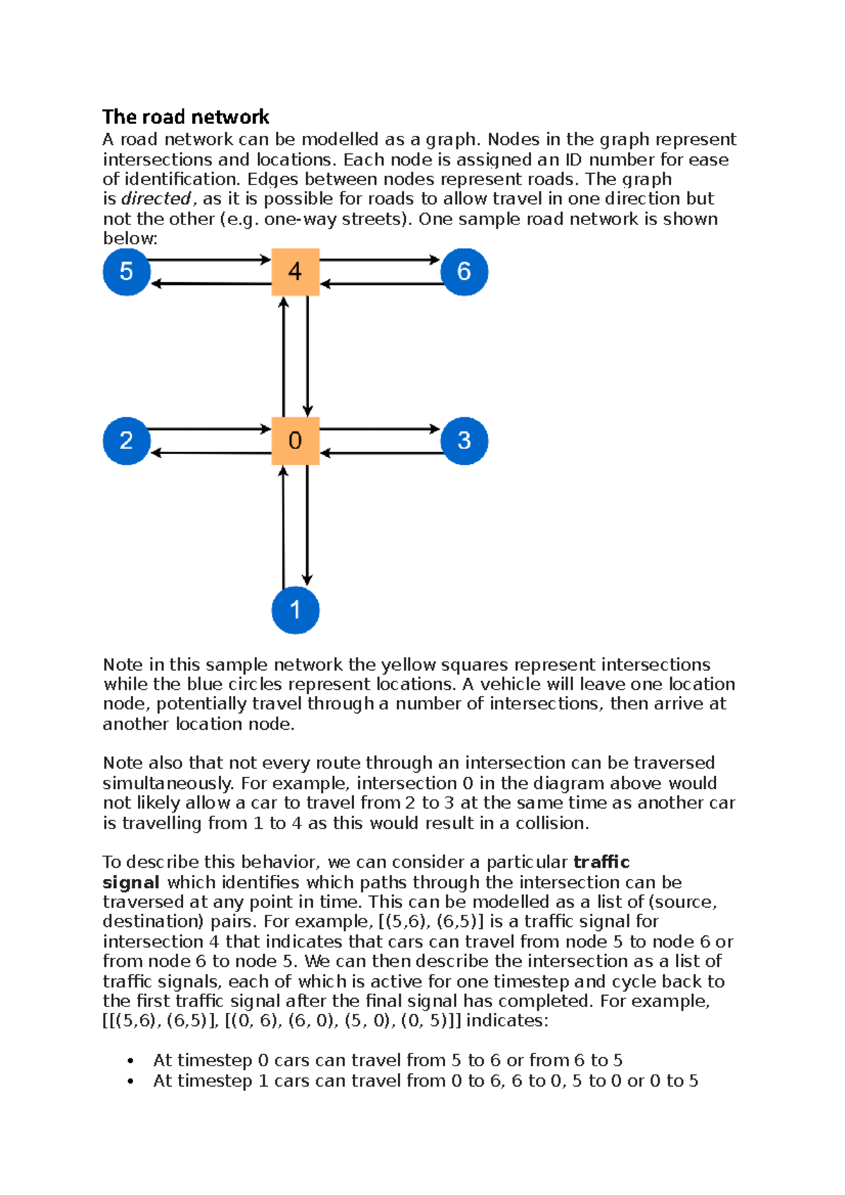 Project 2 outline - The road network A road network can be modelled as ...