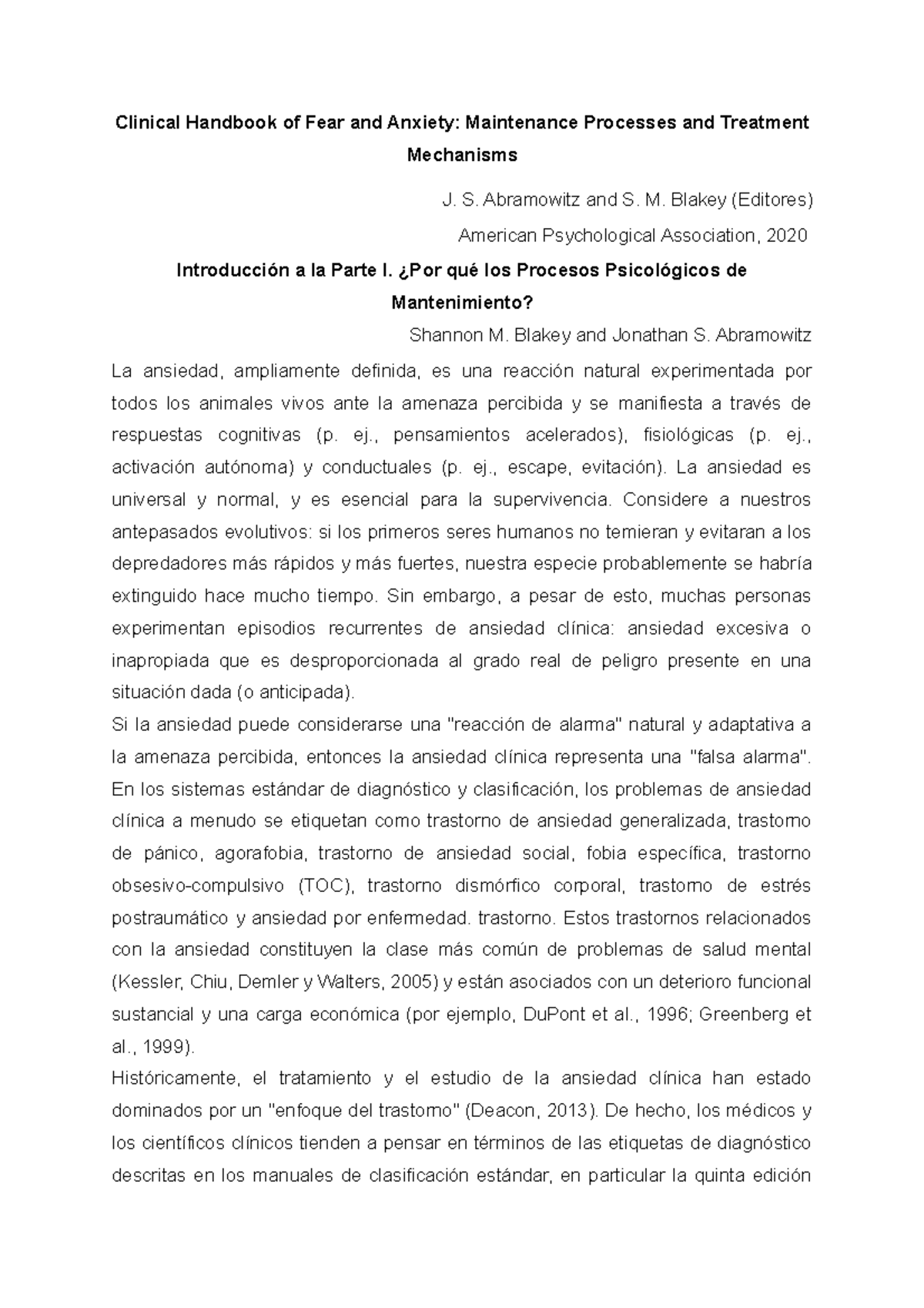 Abramowitz 2020 Cap 1 Sobreestimación Peligro - Clinical Handbook of ...
