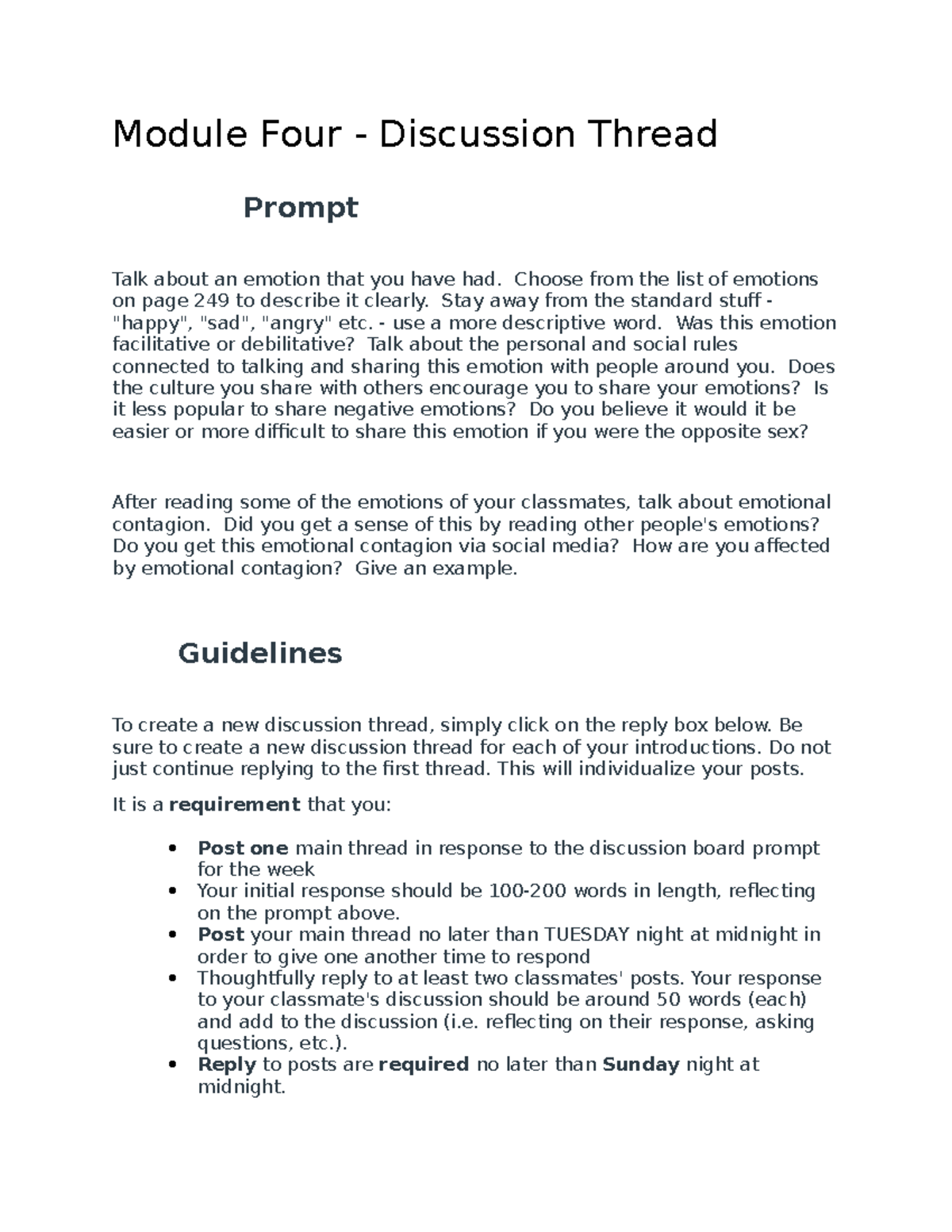 Module 4 - class discussion assignment - Module Four - Discussion ...