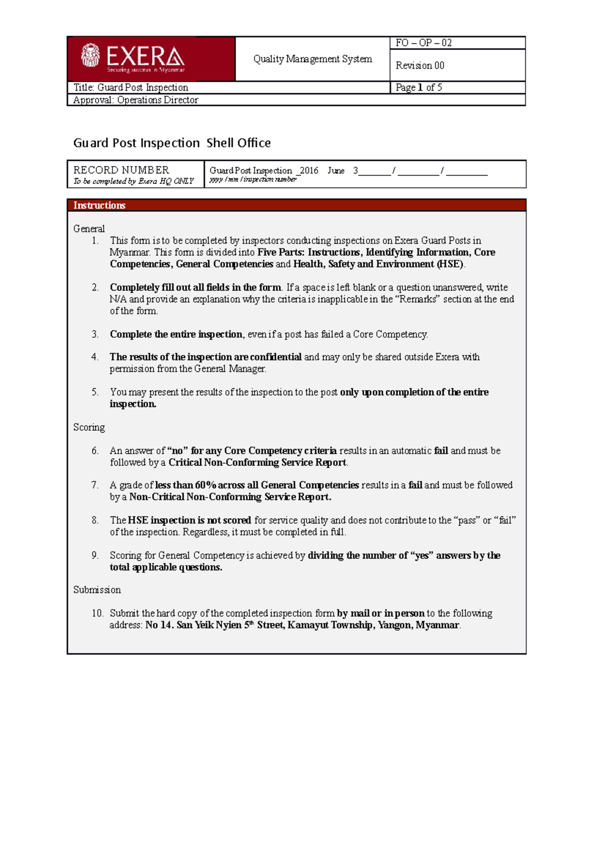 Shell Guard Post - Quality Management System Revision 00 Title: Guard ...