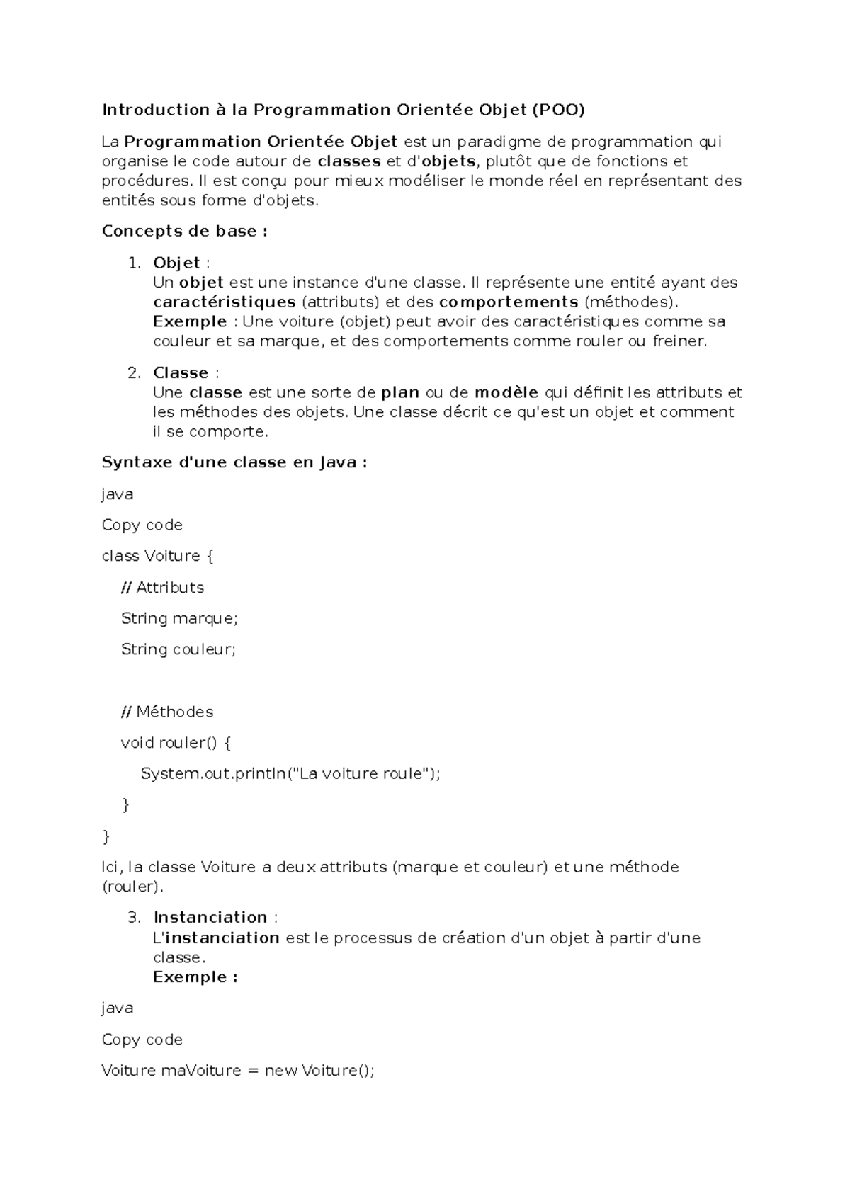 Resumeorienteobjet - resumé concepts orientés objets - Introduction à ...