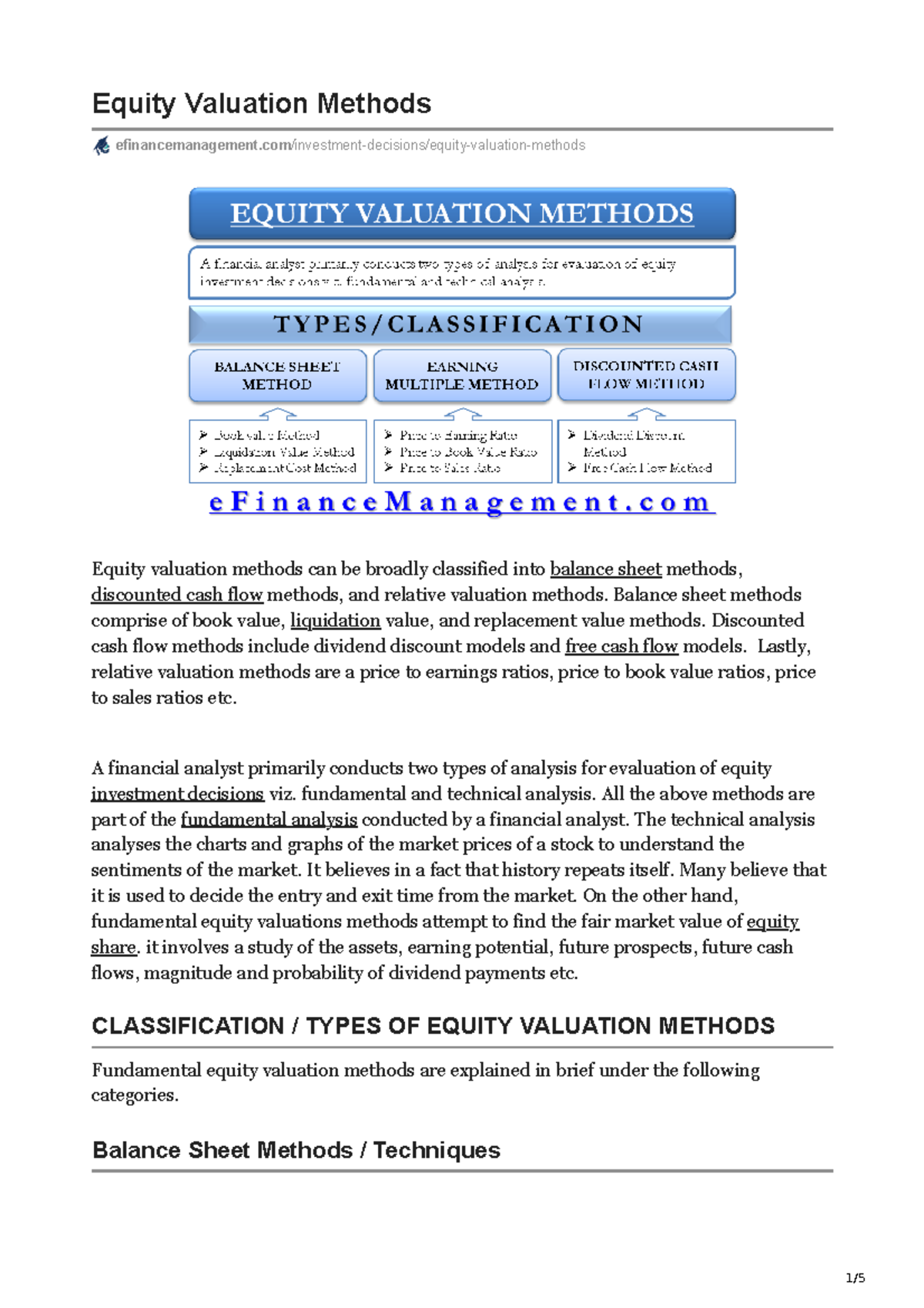 Equity Valuation Methods in stock and commodity market - Equity ...