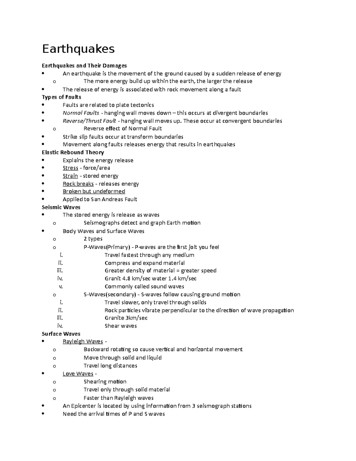 Earthquakes - Lecture notes 4 - Earthquakes Earthquakes and Their ...