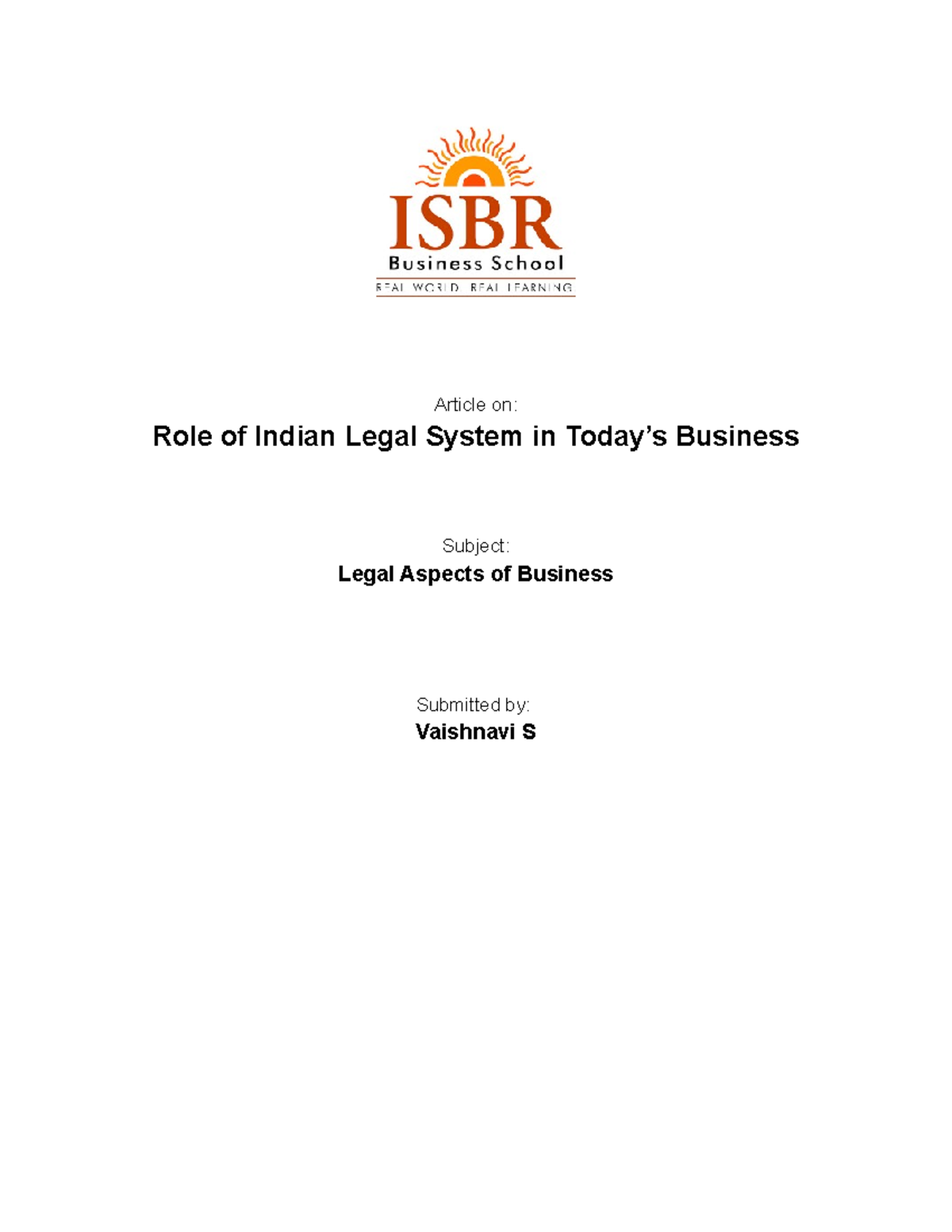 Article on Role of Indian Legal system in Today's business - Article on ...