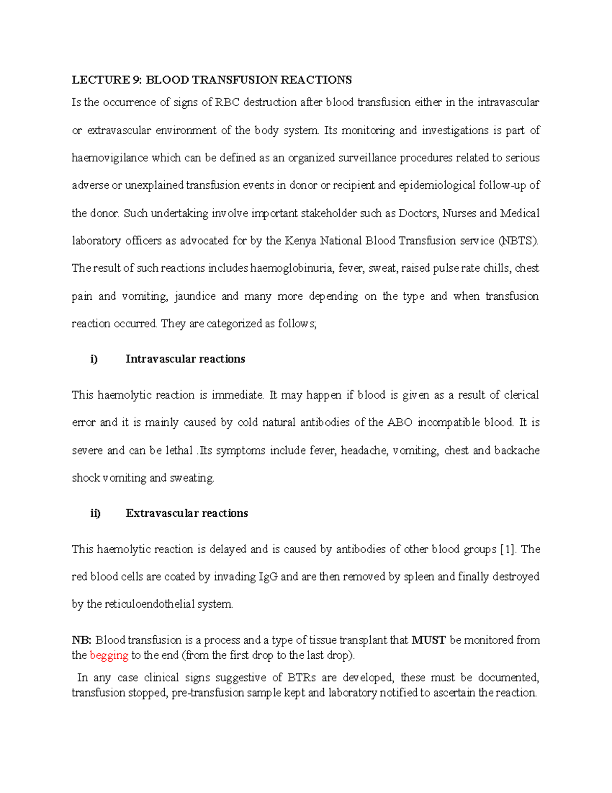 Blood Transfusion Reactions - LECTURE 9: BLOOD TRANSFUSION REACTIONS Is ...