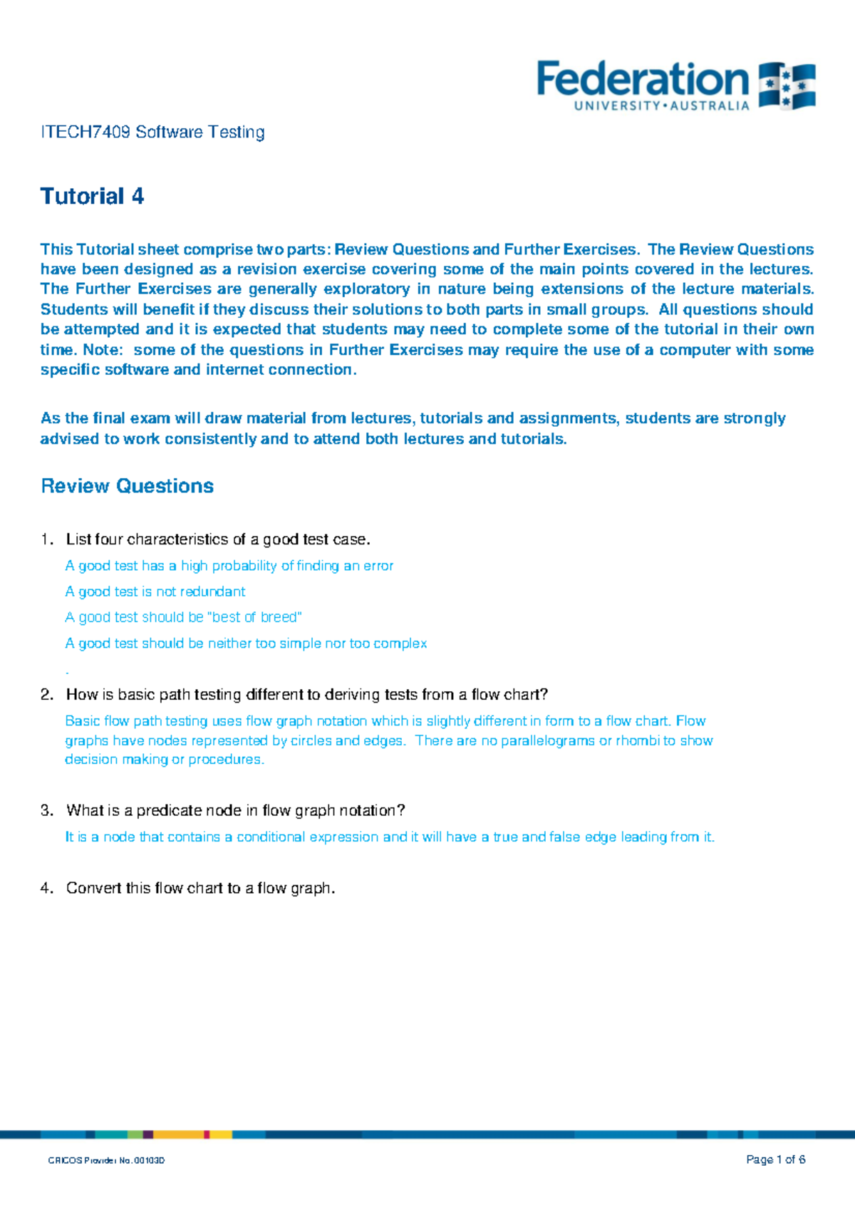 ITECH7409 Tutorials 04 Answers - ITECH7409 - Fed Uni - Studocu