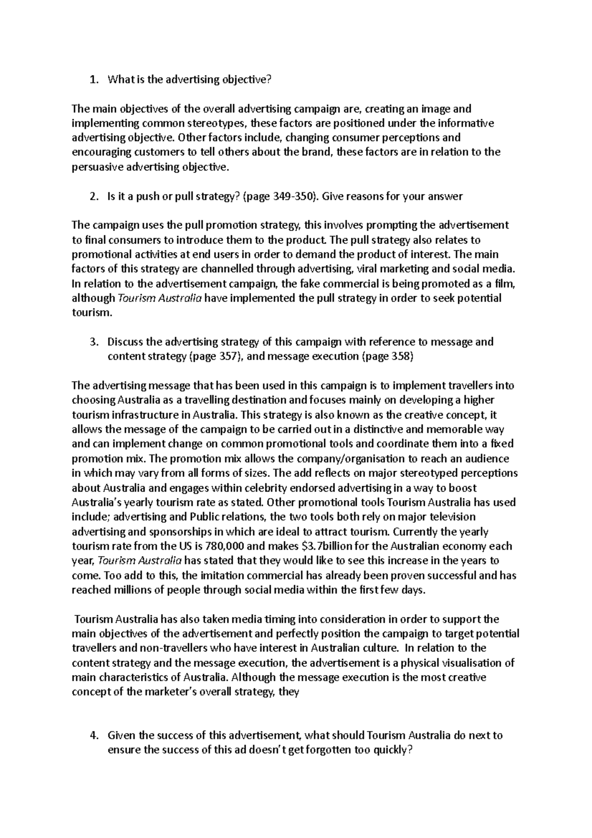 Marketing essay NEW - What is the advertising objective? The main ...