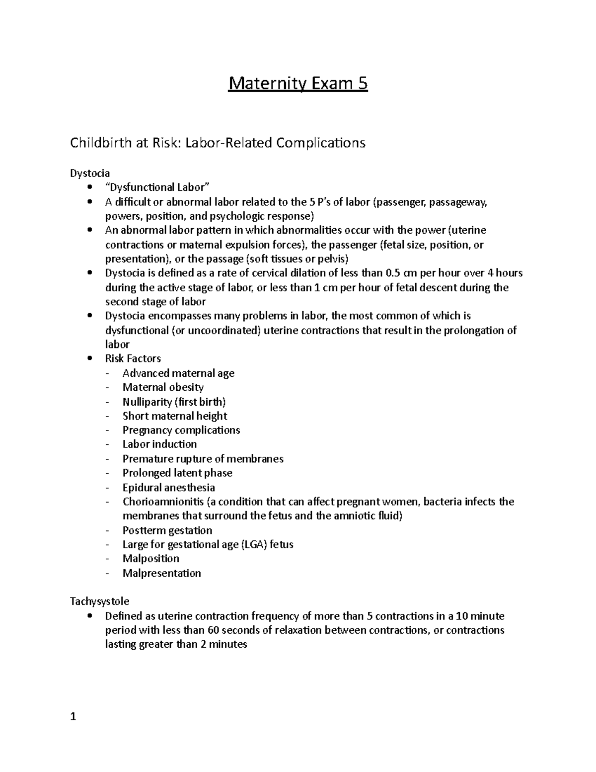 Maternity exam 5 copy - Exam 5 review - Maternity Exam 5 Childbirth at ...