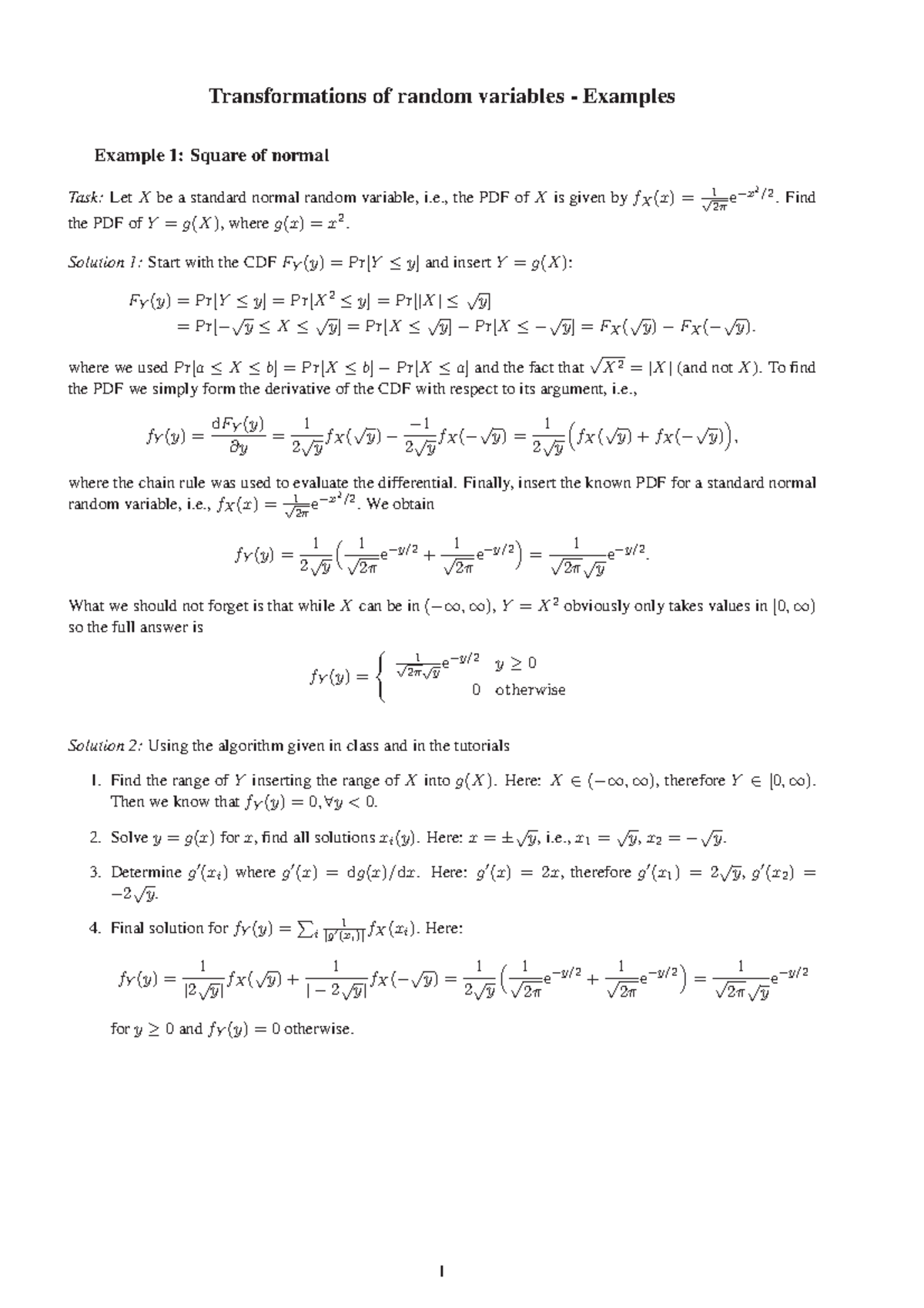Trans RV examples - Transformations of random variables - Examples ...