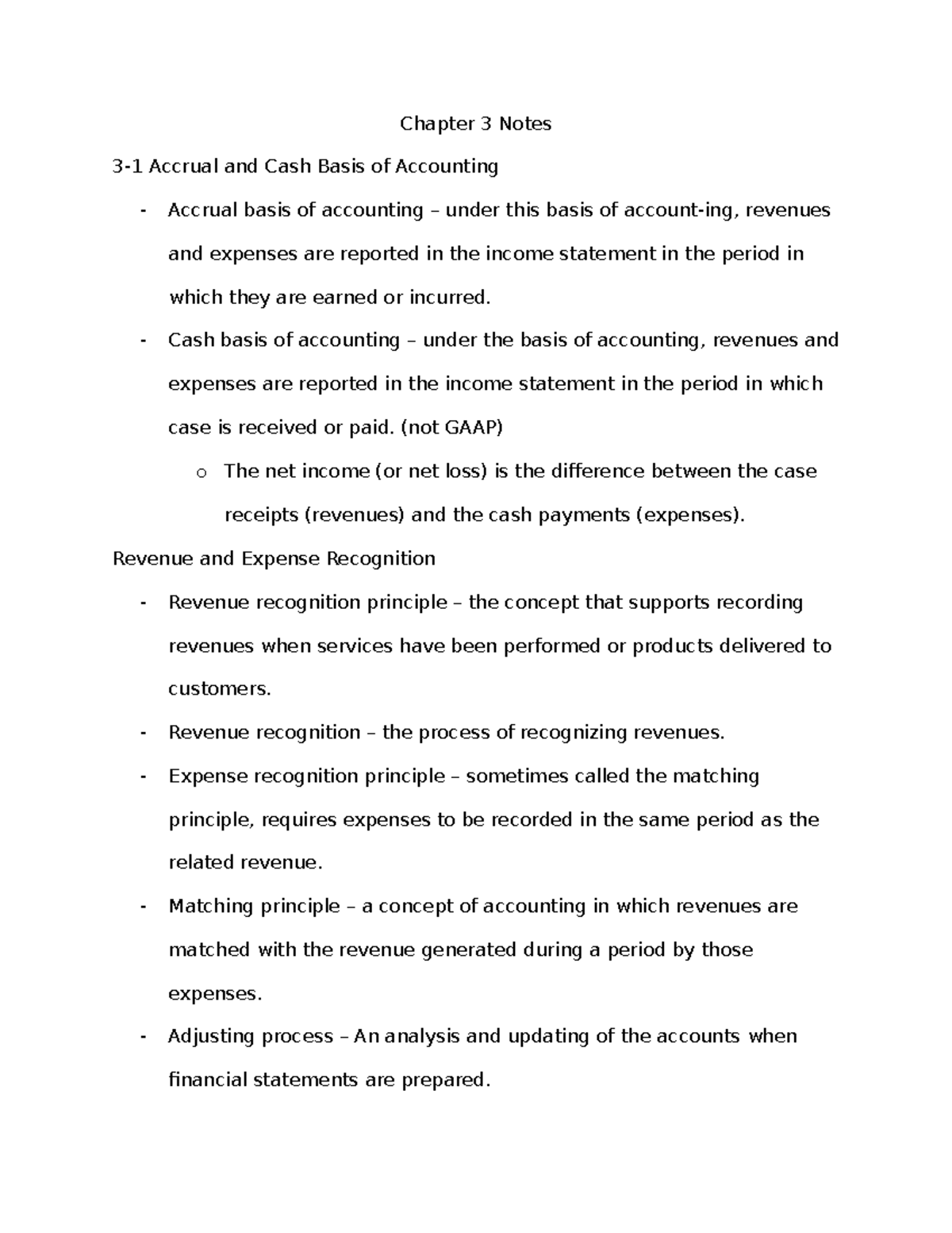 Chapter 3 Notes - This is for the online class. - Chapter 3 Notes 3-1 ...
