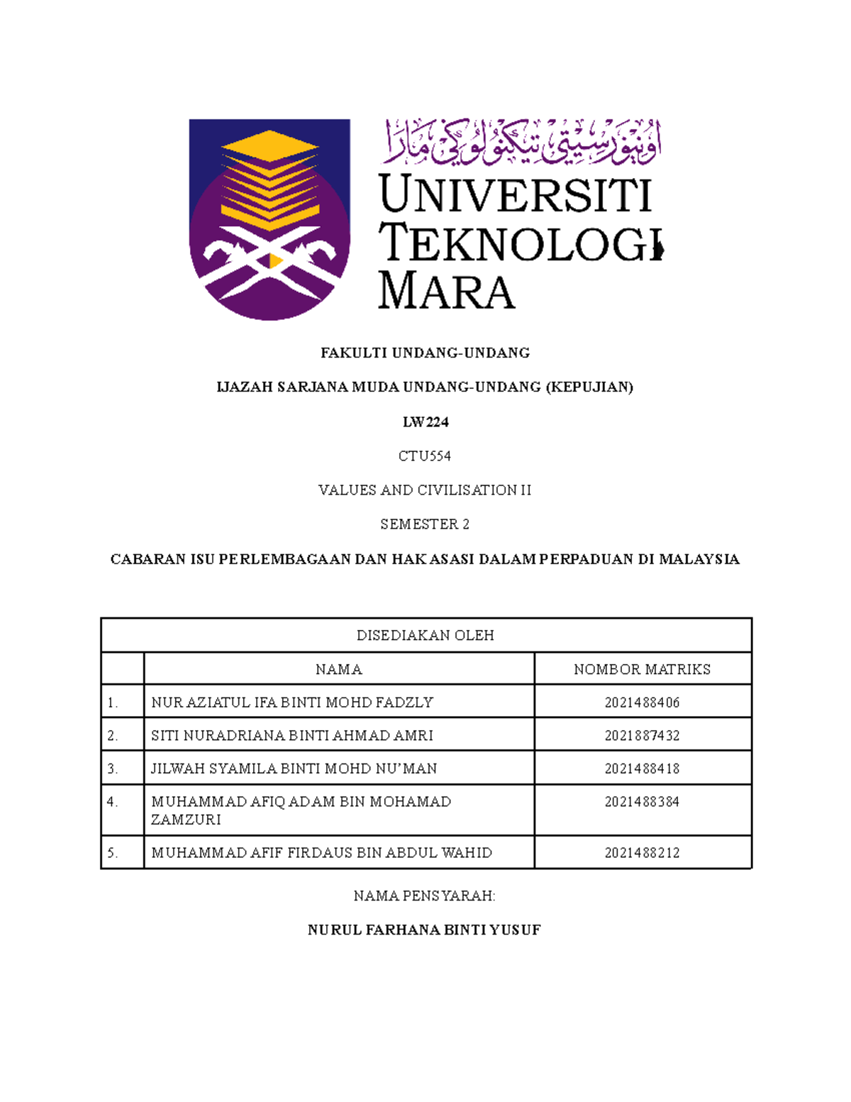 Contoh Tugasan Kertas Kerja ( Cabaran ISU Perlembagaan DAN HAK Asasi ...