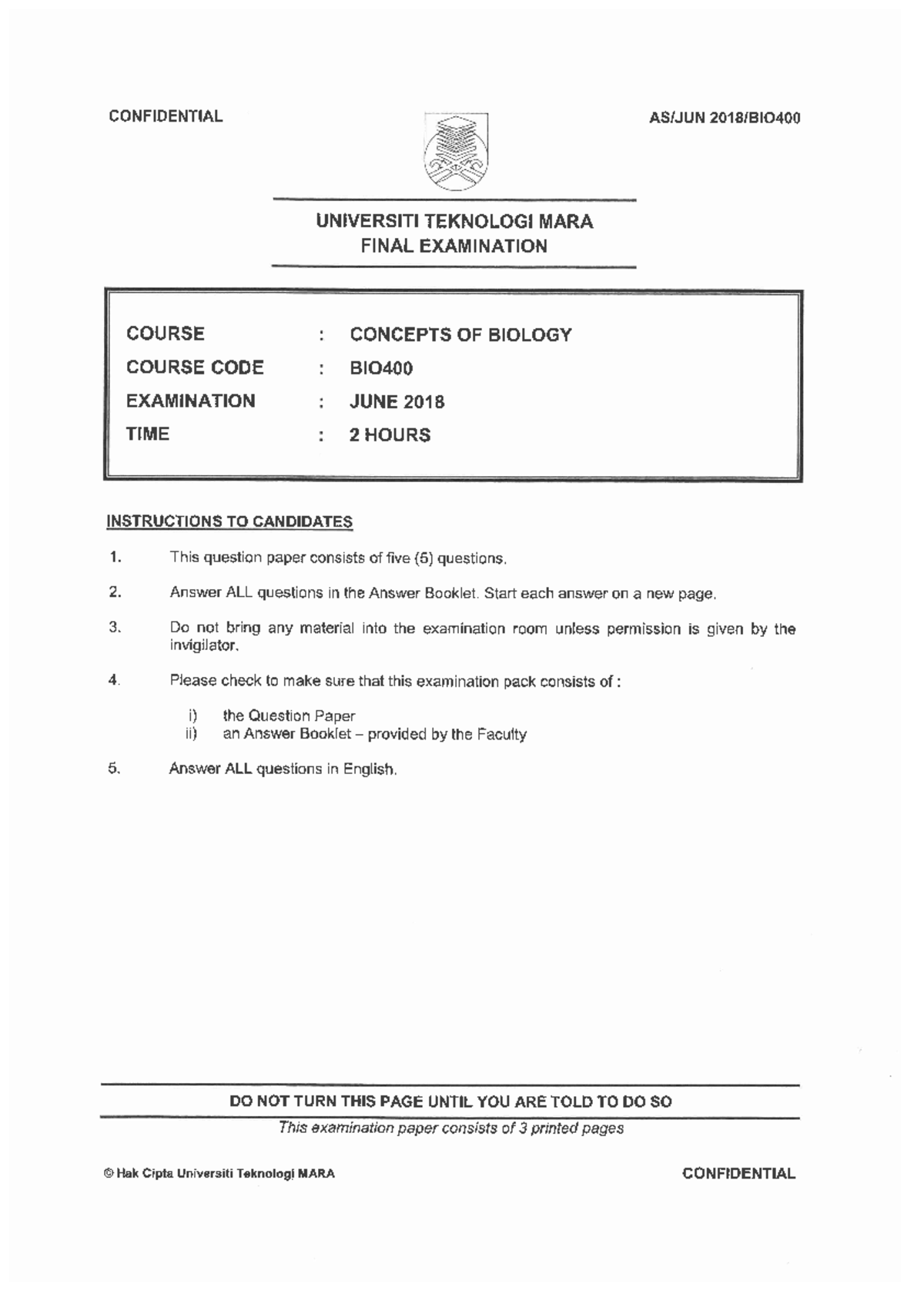 BIO400 2018 S2 - null - Cell Biology - Studocu
