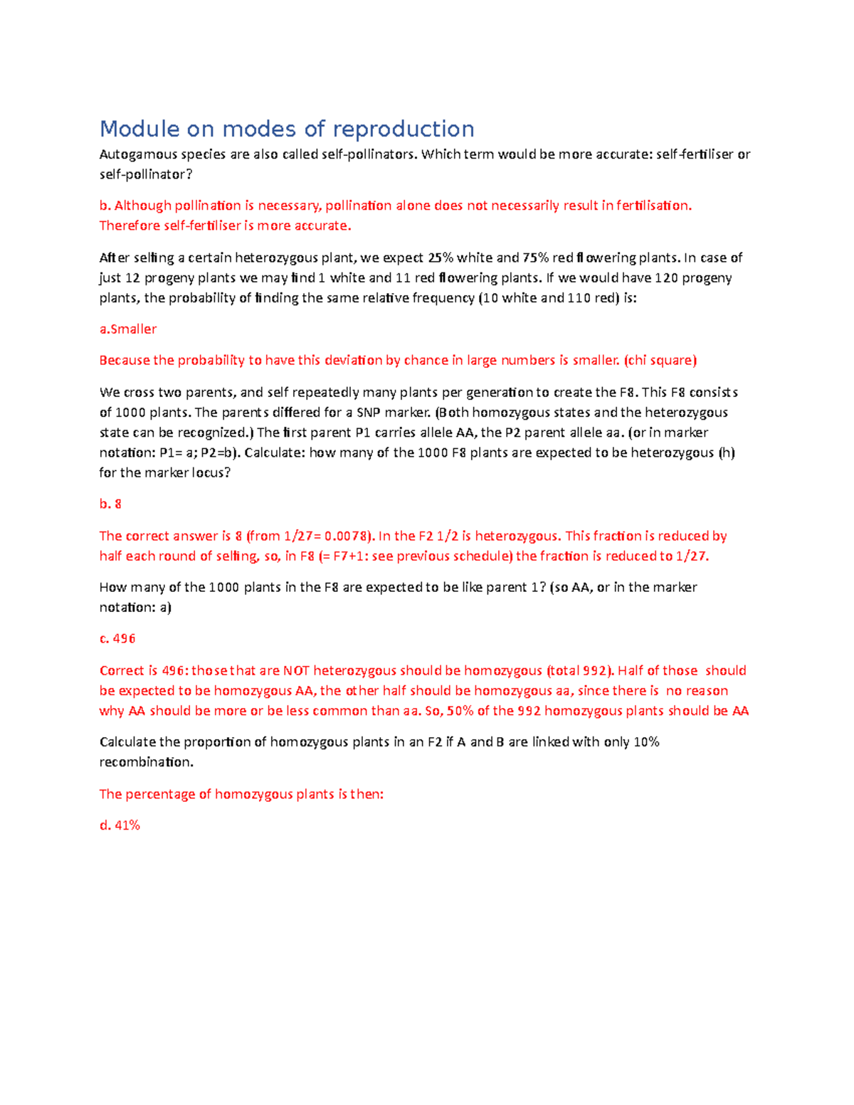 Plant breeding e-modules questions - Module on modes of reproduction ...