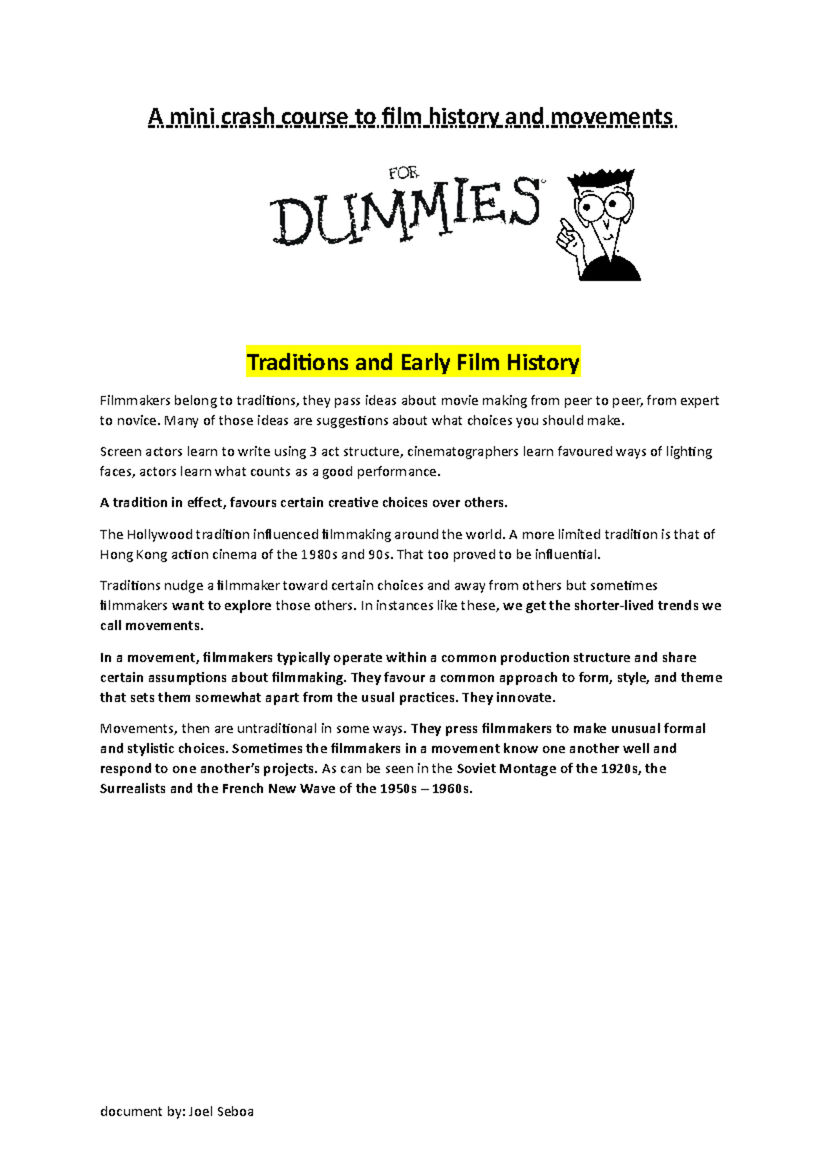 A mini crash course to film history and movements - A mini crash course ...
