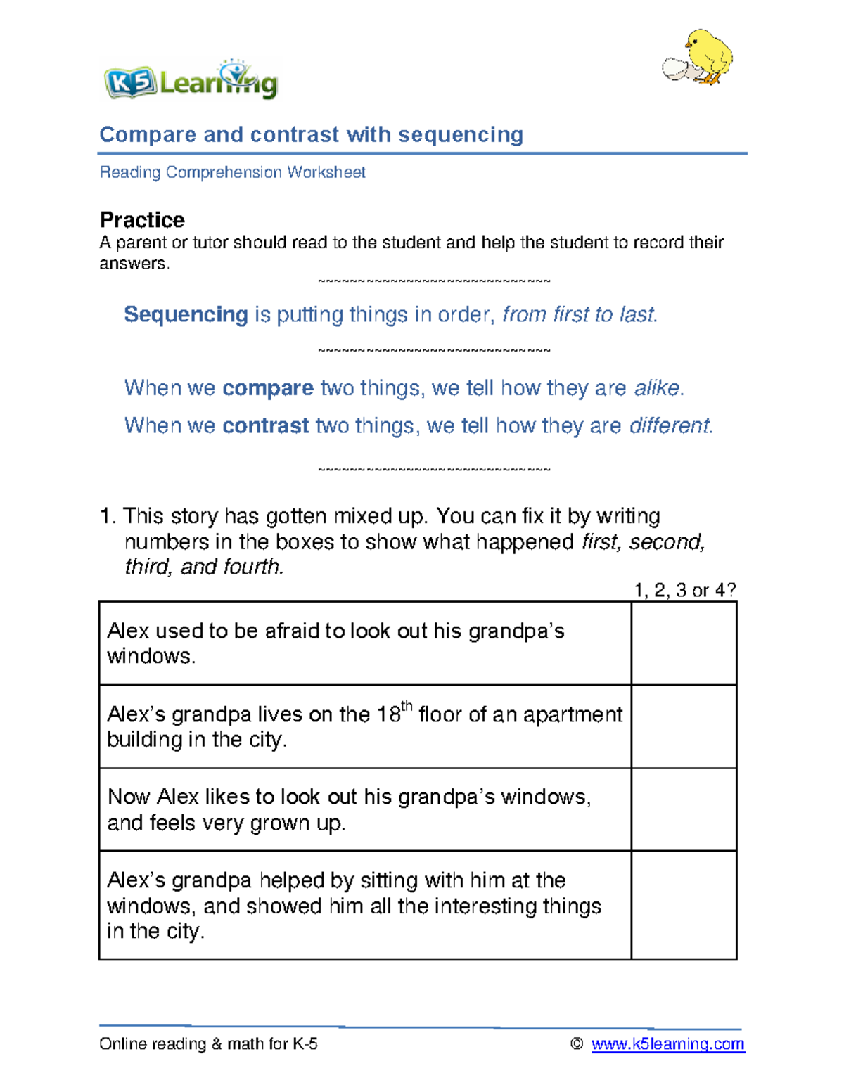 Grade 2 sequencing c - Read the events and put them in order - Online ...