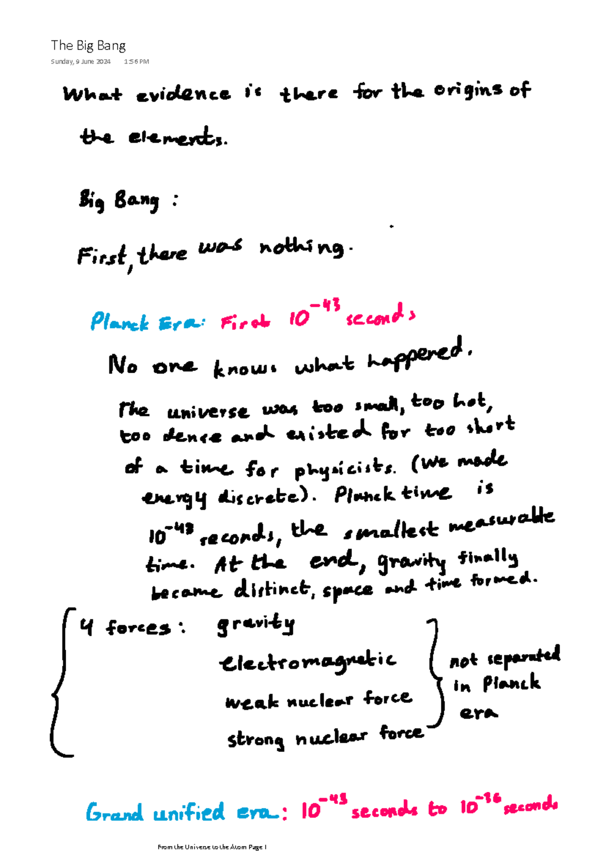 From the Universe to the Atom - MATH 1054 - The Big Bang Sunday, 9 June ...