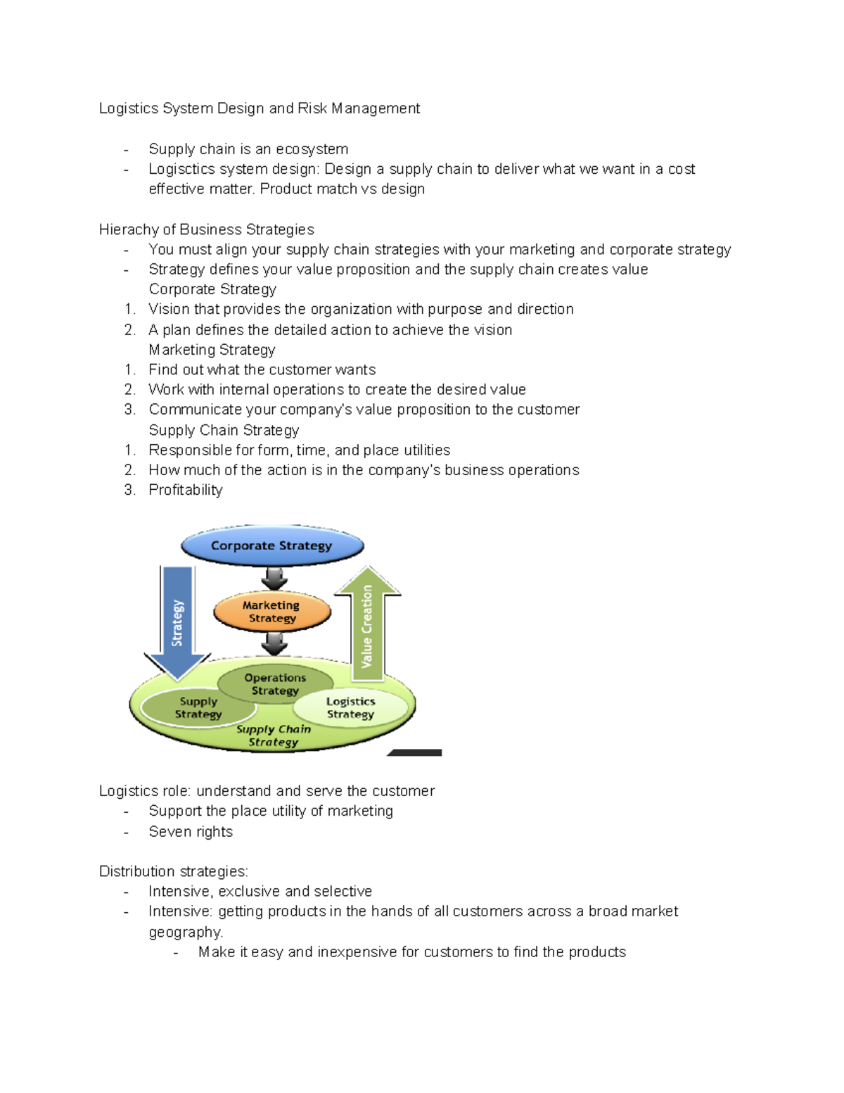 SCM 344 - Chapter 3 - Logistics System Design and Risk Management ...