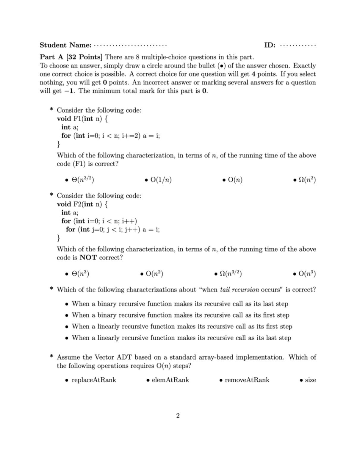 midterm past exam, no solution - COMP 352 - Studocu