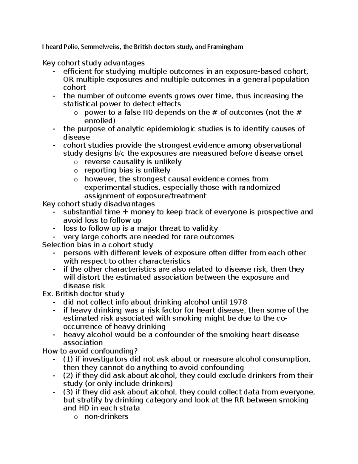 Lecture 9 Notes - Professor Lauderdale - I heard Polio, Semmelweiss ...