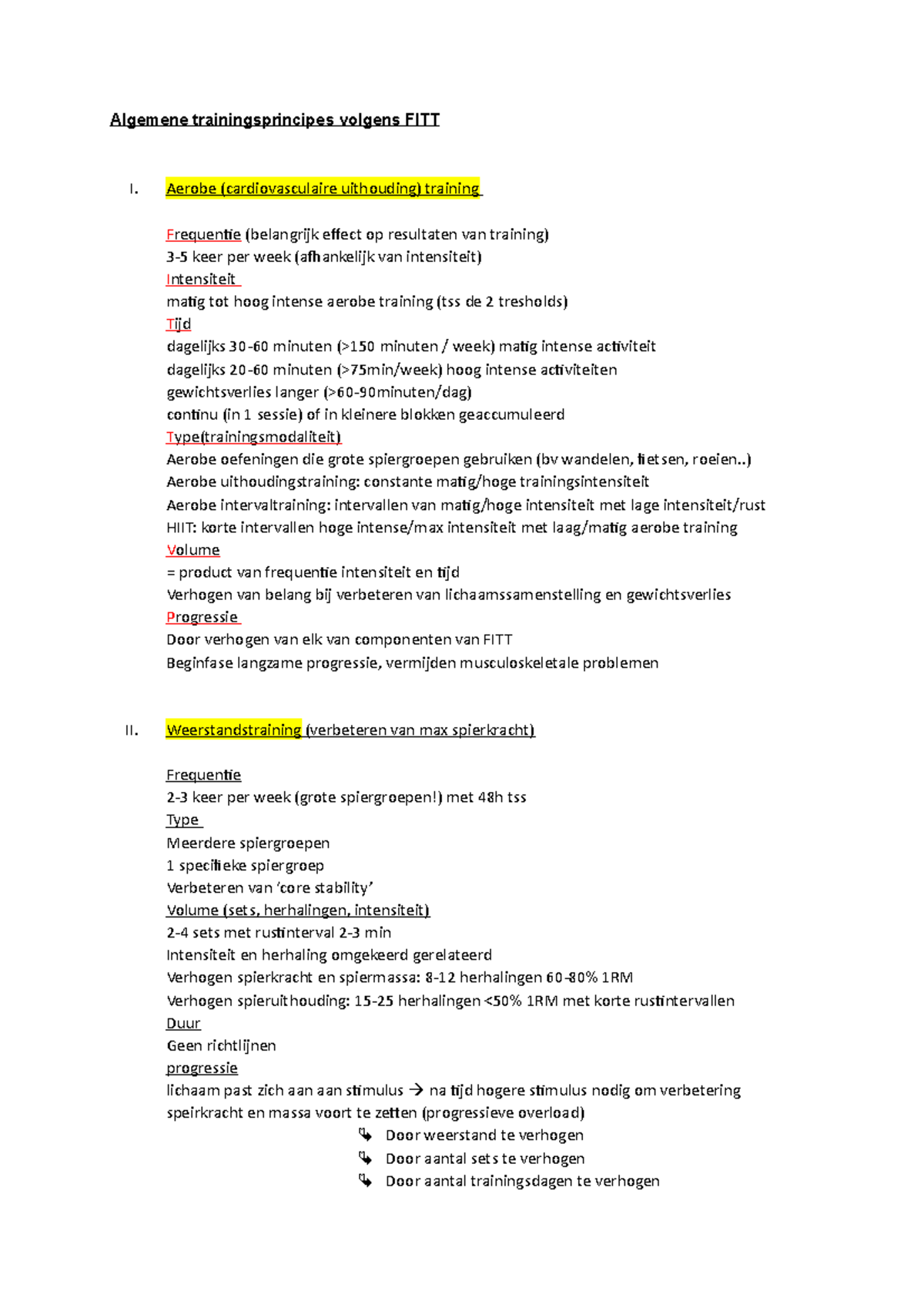 Cardio trainingsprincipes - Algemene trainingsprincipes volgens FITT I ...