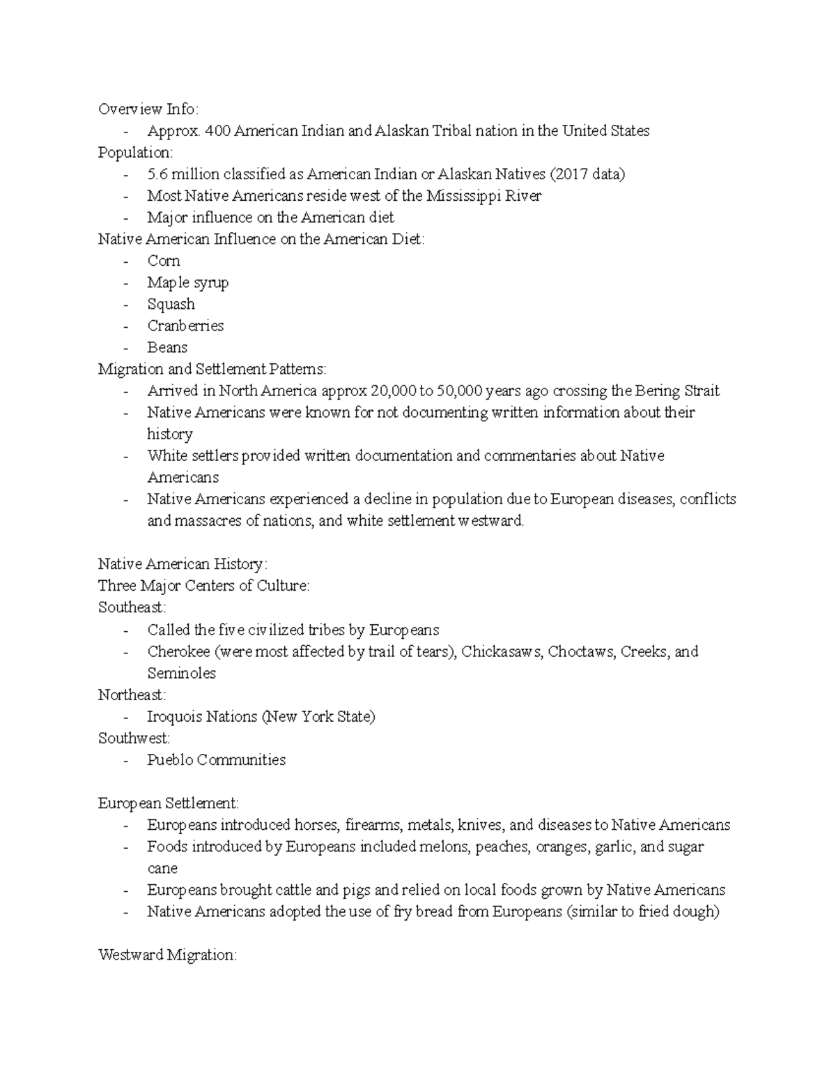 NUSC 1167 Chapter 5 The Food and Culture of Native Americans - Overview ...