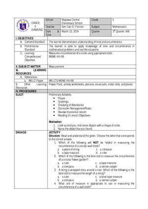 Lesson Plan Elements of Story - GRADE 8 DAILY LESSON PLAN Region XI ...