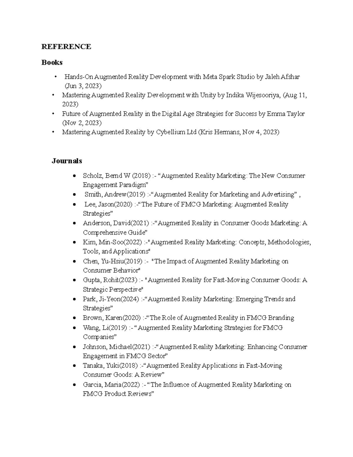Bibiliography - REFERENCE Books Hands-On Augmented Reality Development ...