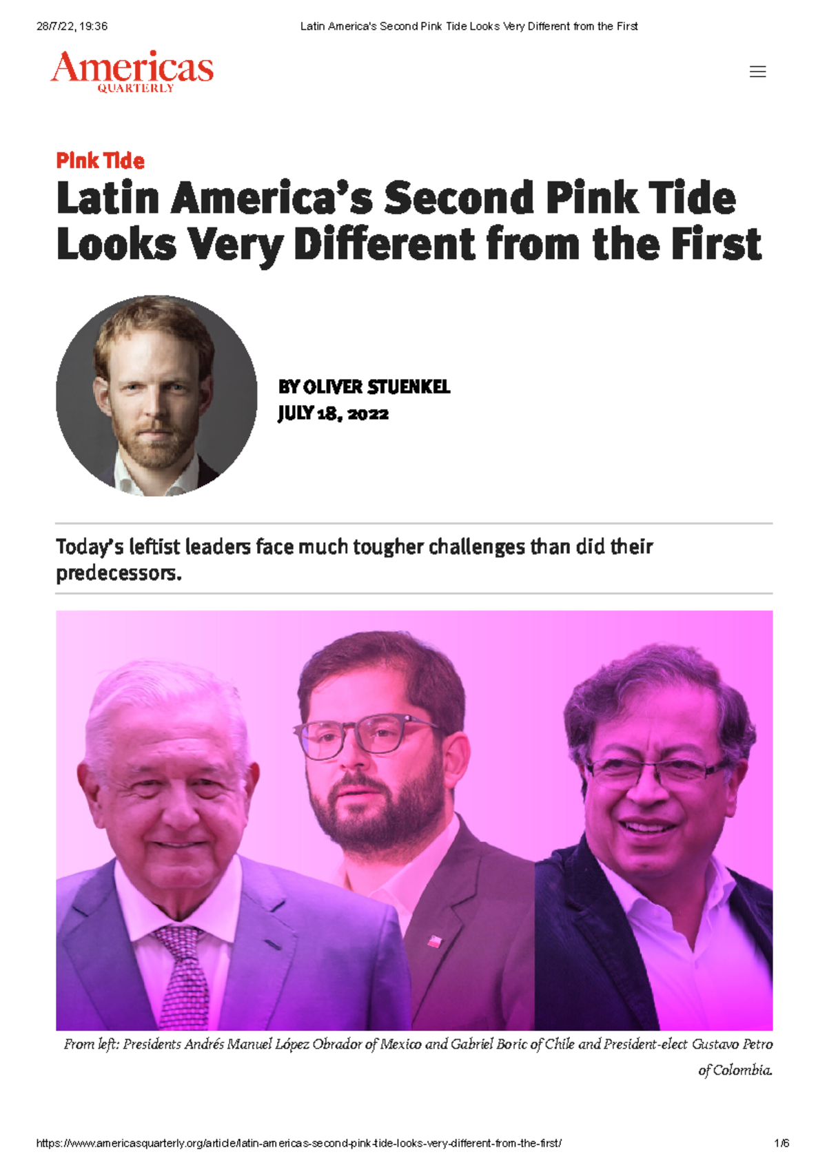 Latin America’s Second Pink Tide Looks Very Different from the First ...