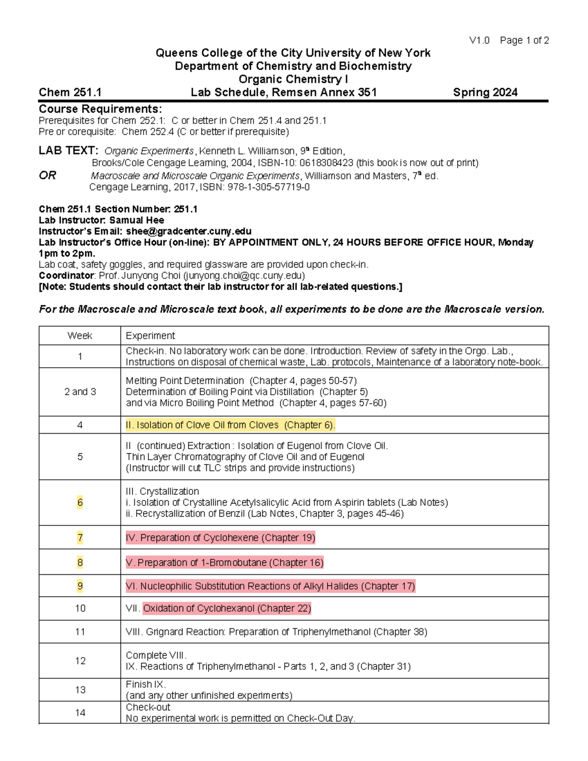 Orgo Lab - Queens College of the City University of New York Department ...