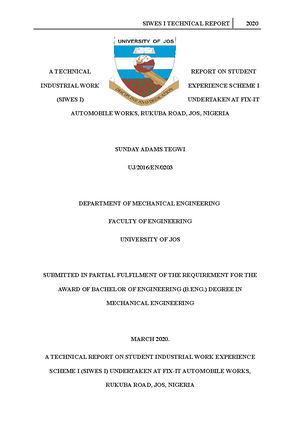 Siwes 2 updated - A TECHNICAL REPORT ON MY STUDENT INDUSTRIAL WORK ...