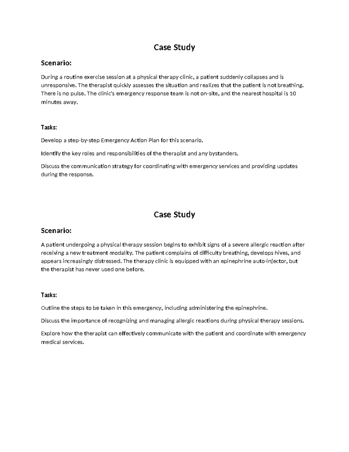 Case Study-Class Task - notes - Case Study Scenario: During a routine ...