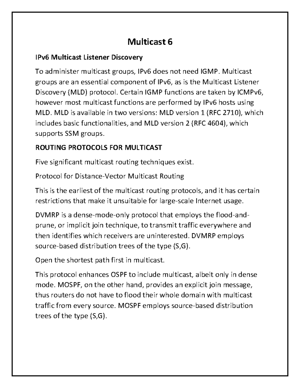 Multicast 6 - Multicast 6 IPv6 Multicast Listener Discovery To ...