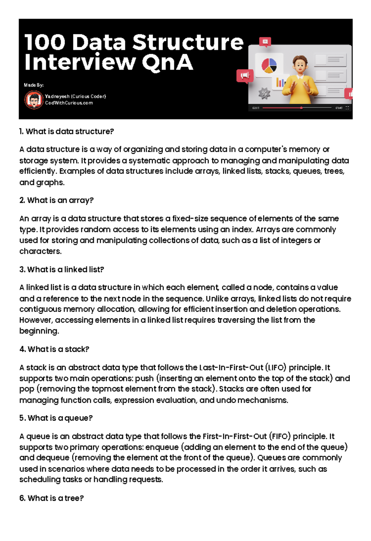 100 Data Structure interview Question & Answers - What is data ...