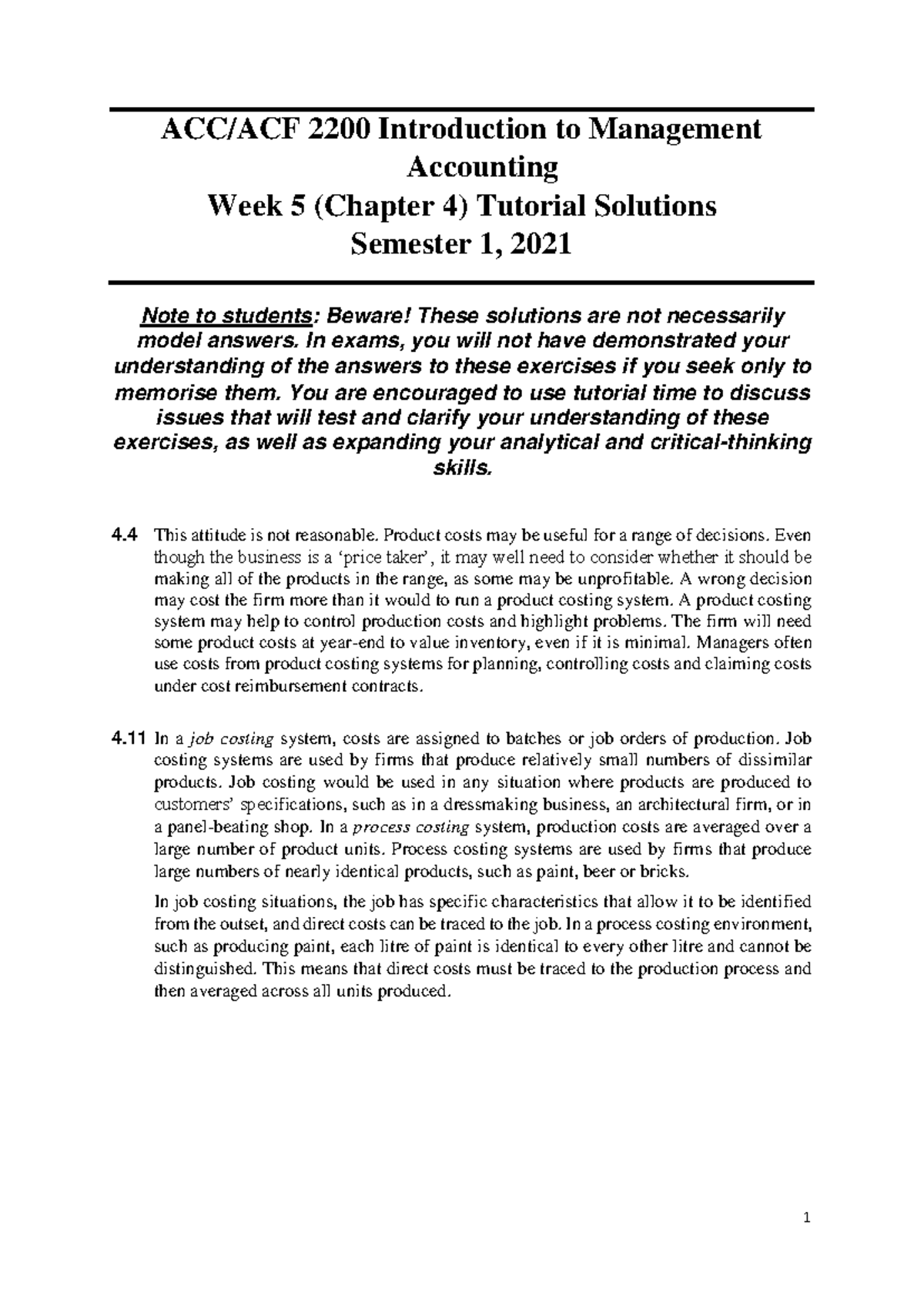 Solutions to Tutorial Questions W5 - ACC/ACF 2200 Introduction to ...