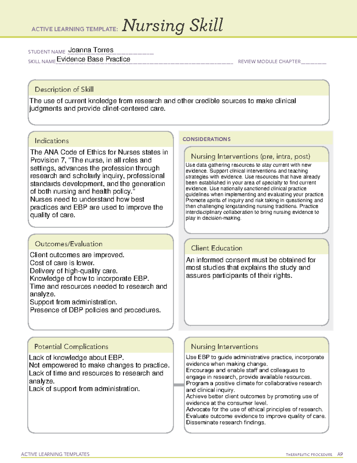 ALT Nursing Skill - Remediation assignment - ACTIVE LEARNING TEMPLATES ...