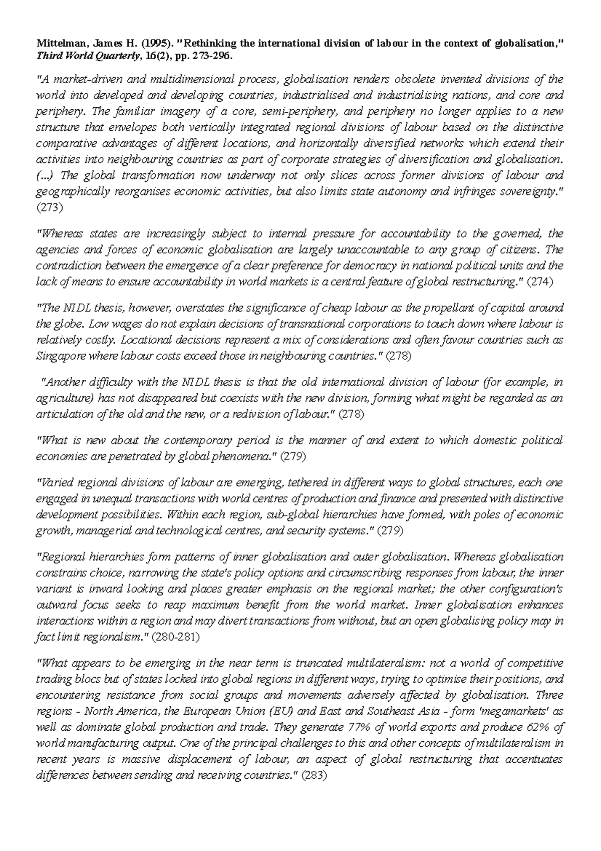 Quotations from Key Academic Literature - The Global Restructuring of ...