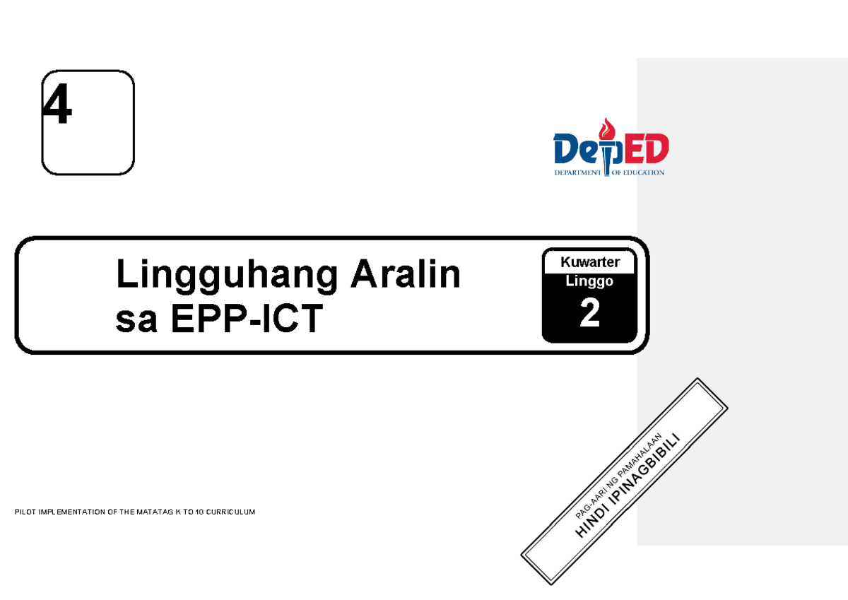 LE EPP ICT 4 Q1 Week2 Final - Lingguhang Aralin sa EPP-ICT Kuwarter Linggo 2 PILOT ...