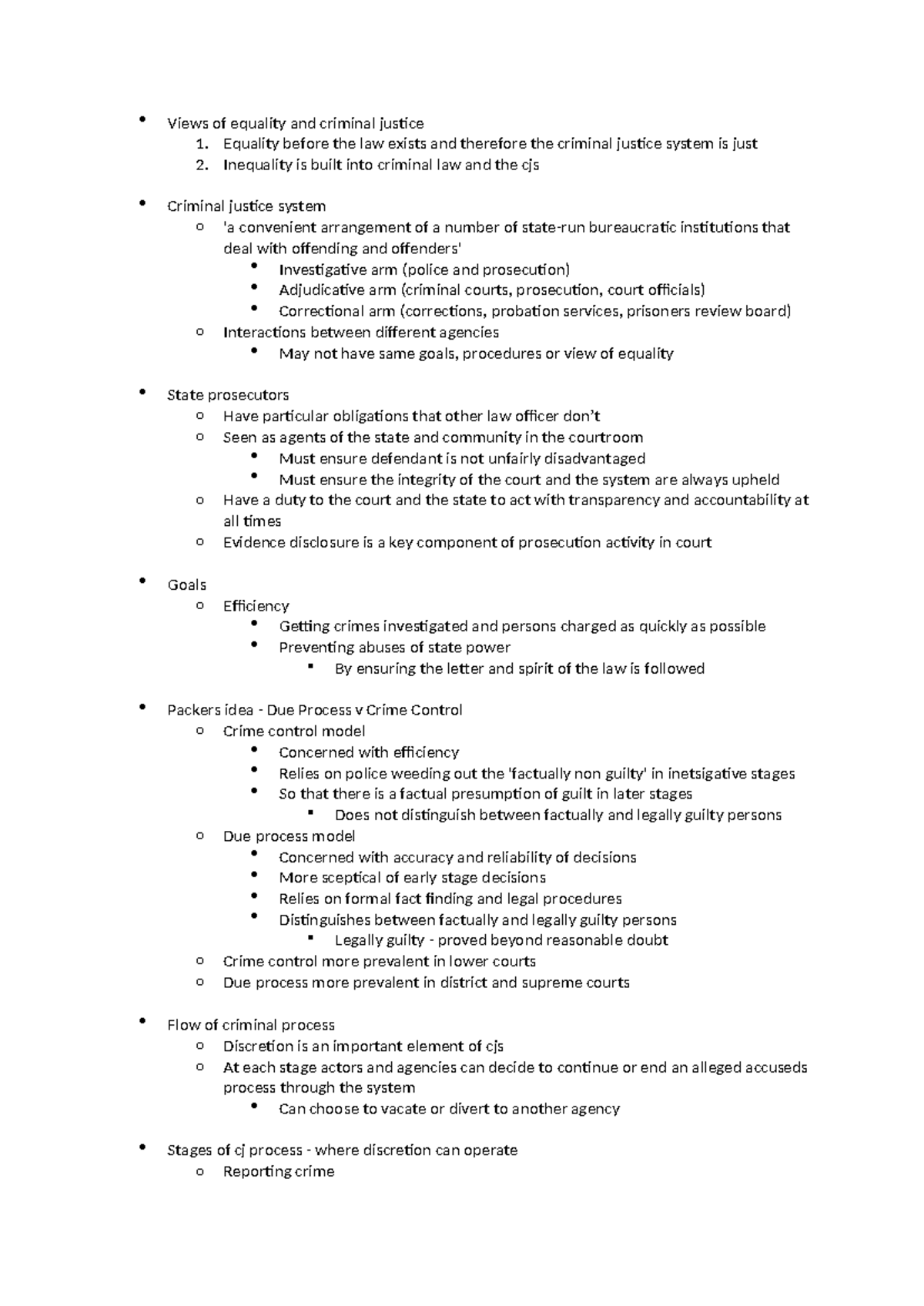 Leg100 notes 11 - Views of equality and criminal justice 1. Equality ...