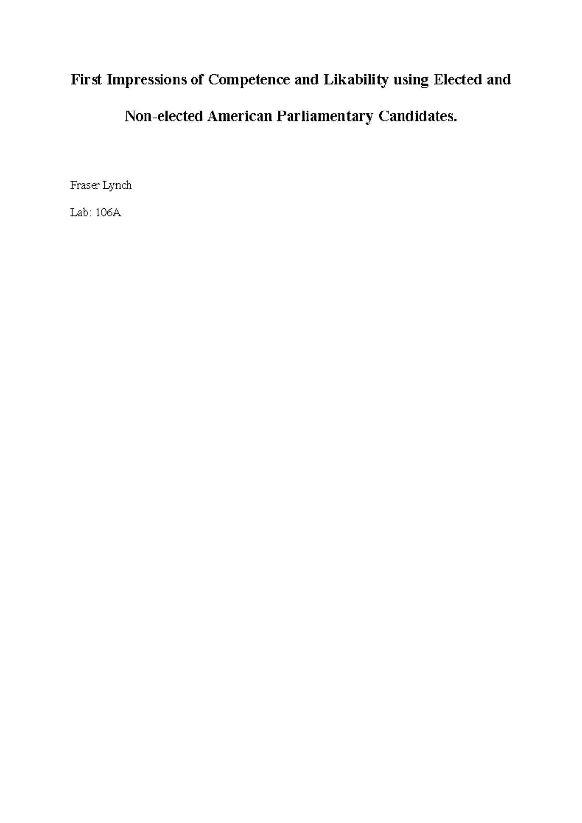 Full Lab Report - First Impressions of Competence and Likability using ...