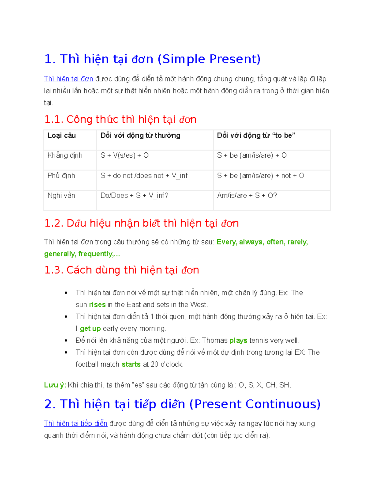 12 thì tiếng anh - kllll - 1. Thì hiện tại đơn (Simple Present) Thì ...