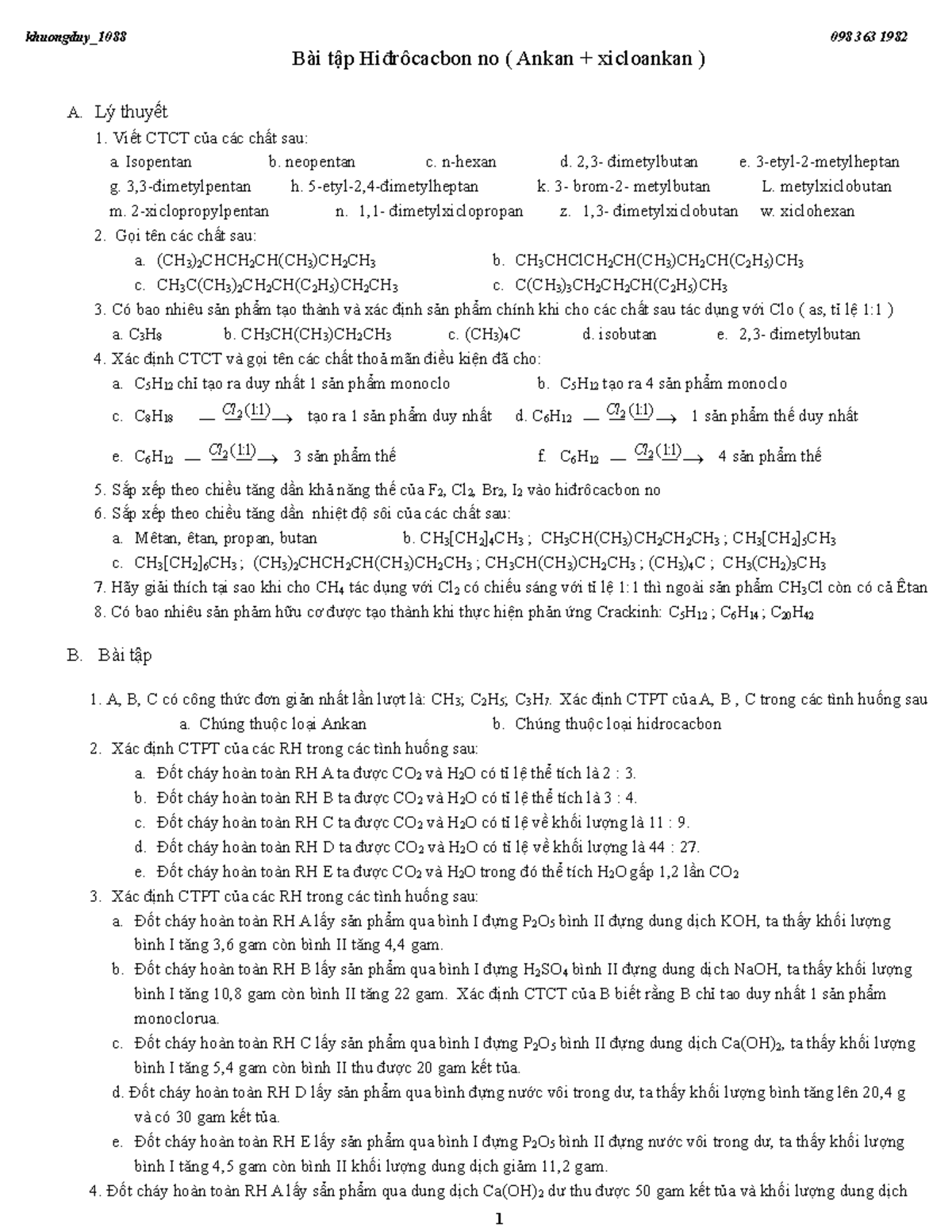 BT Ankan tung chu de ( con nua ) - khuongduy_1088 098 363 1982 Bài tập Hiđrôcacbon no ( Ankan ...