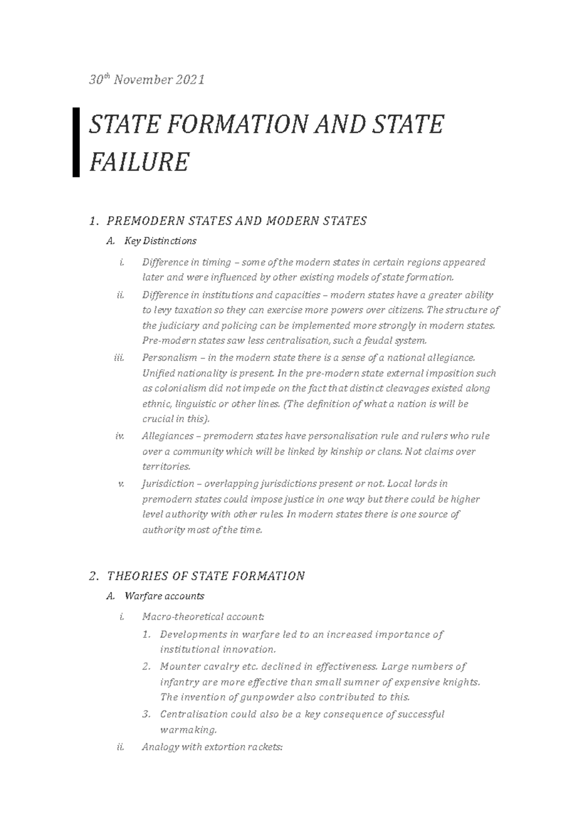 Tutorial - State Formation and State Failure - 30 th November 2021 ...