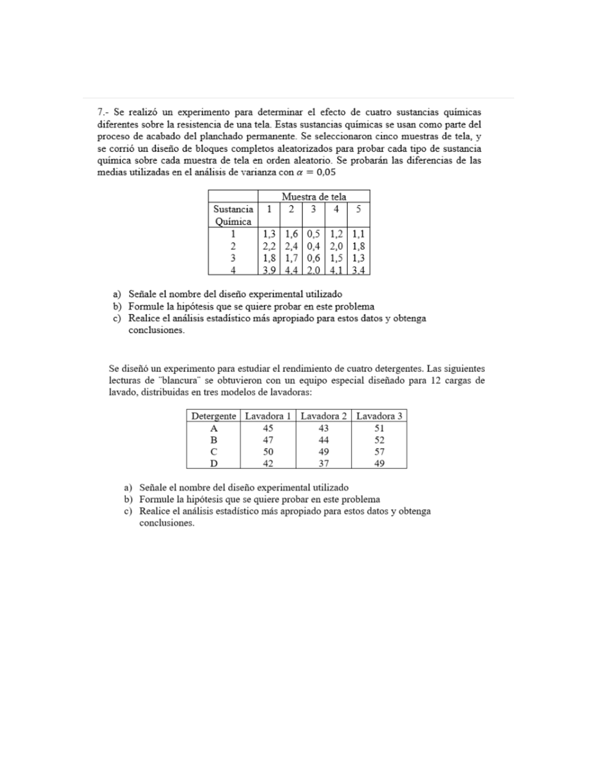 Ejercicios DE DCA ( Bloques) - Probabilidad y Estadística - Editar - Studocu